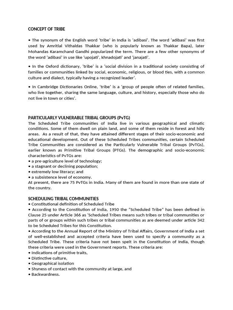 Tribe, PVTG, Scheduled Tribe | PDF | Tribe
