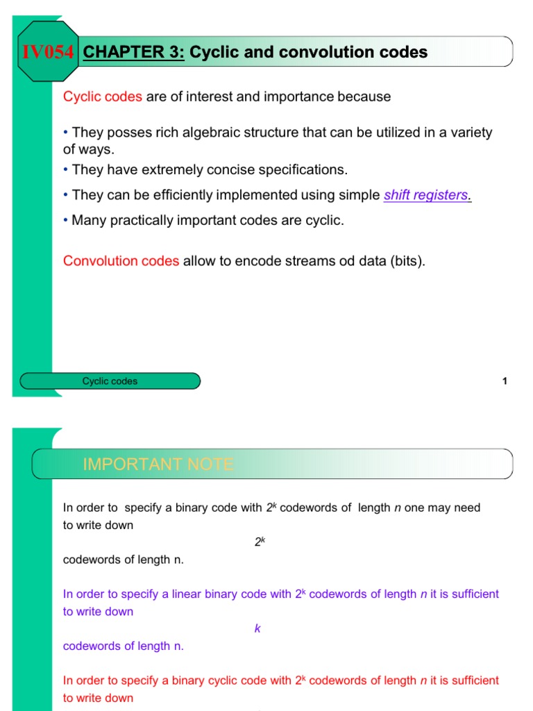 Chapter 03 Cyclic Codes Naming Conventions Notation