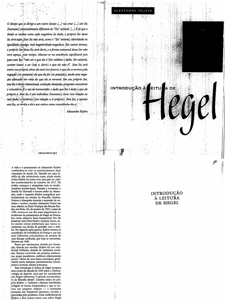 KOJÈVE, Alexandre. Introdução À Leitura de Hegel (2002) | PDF