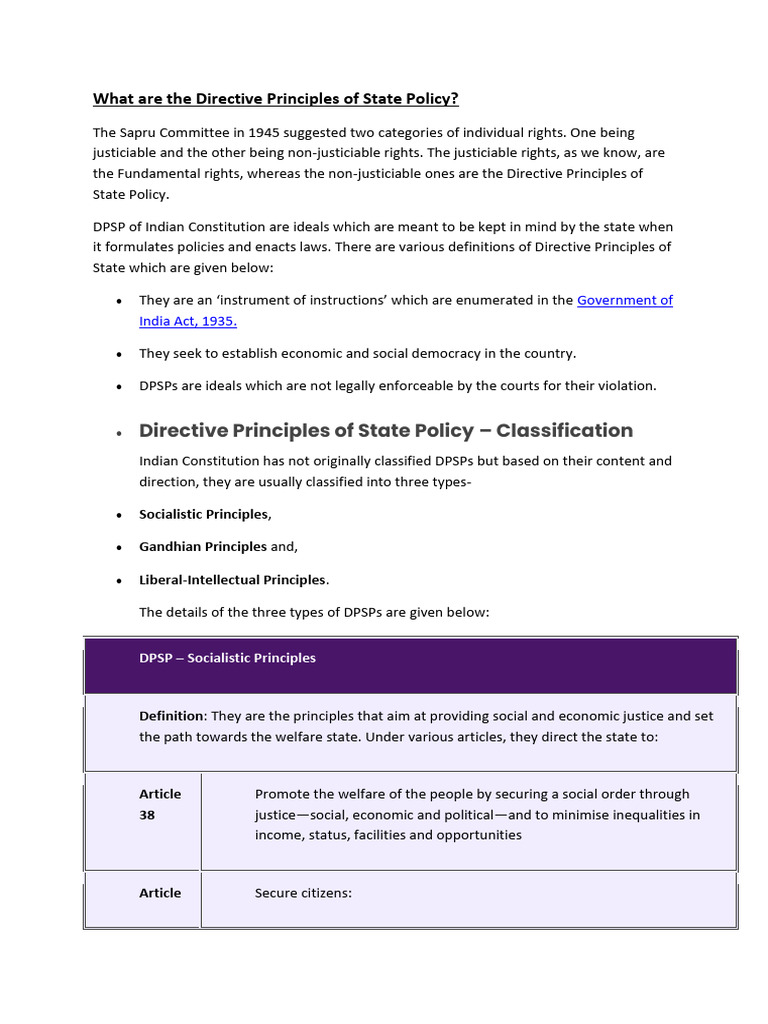 Understanding Directive Principles of State Policy | PDF | Constitution ...