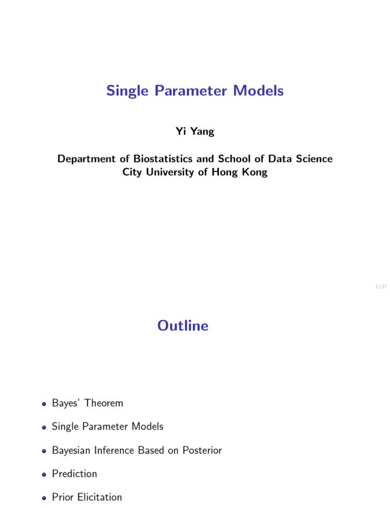 Bayesian Inference in Single Parameter Models | PDF | Probability ...