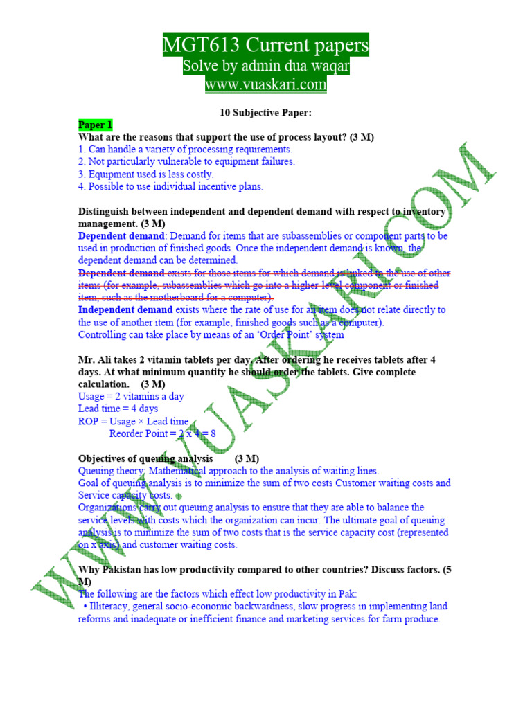 1 Subjective | PDF | Lean Manufacturing | Inventory