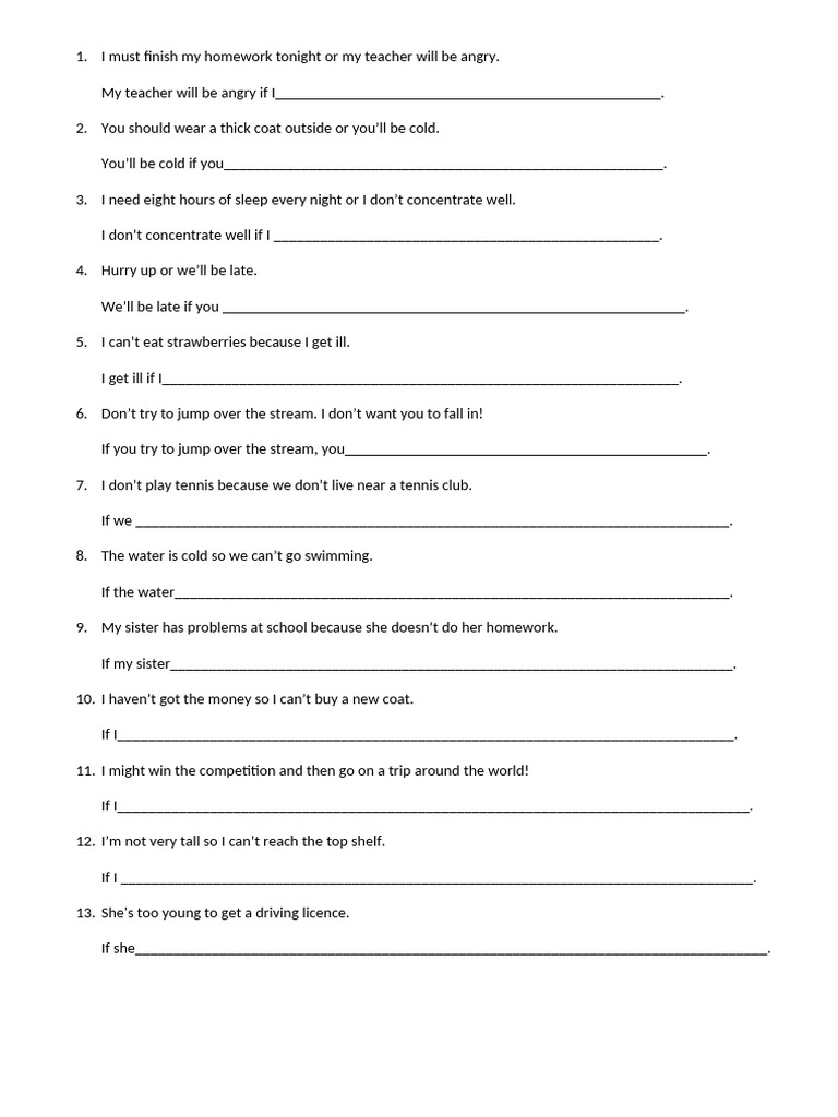 Conditionals 0 1 2 Transformacje Zdań | PDF