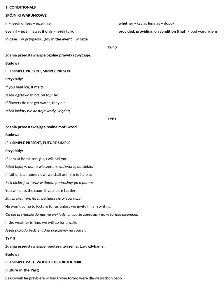 Conditionals 0 1 2 3 | PDF