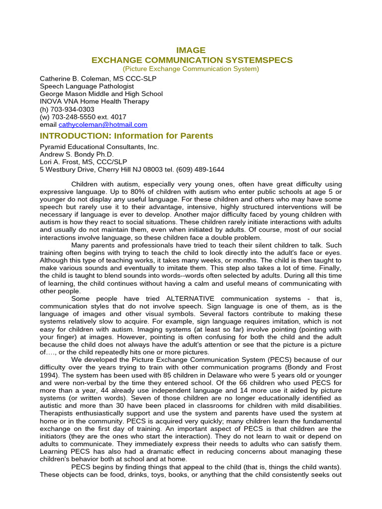 Understanding PECS for Autism Communication | PDF | Inclusion ...