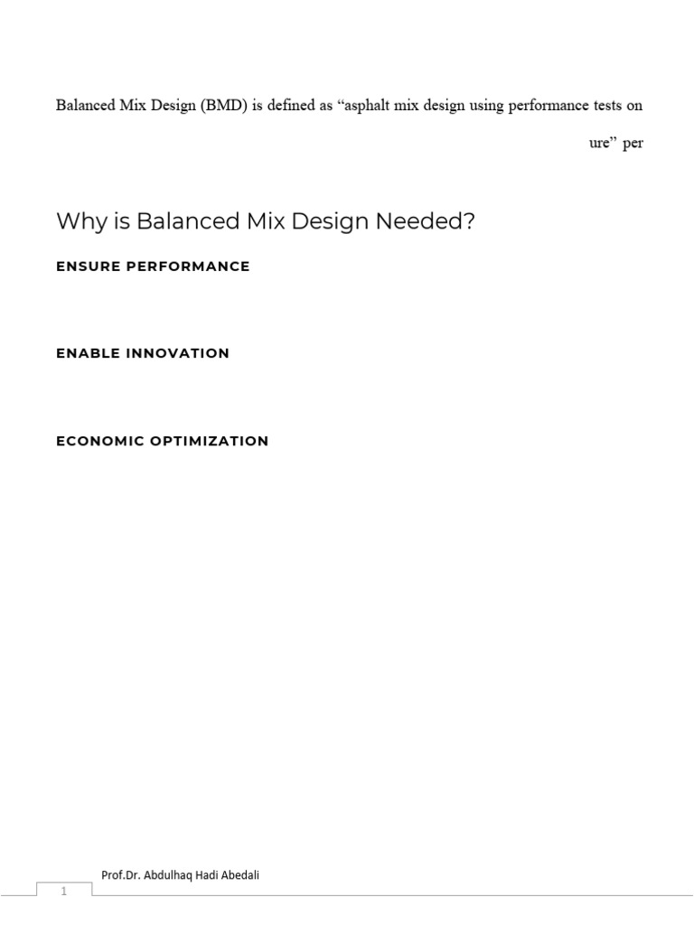 What Is Balanced Mix Design | PDF | Road Surface