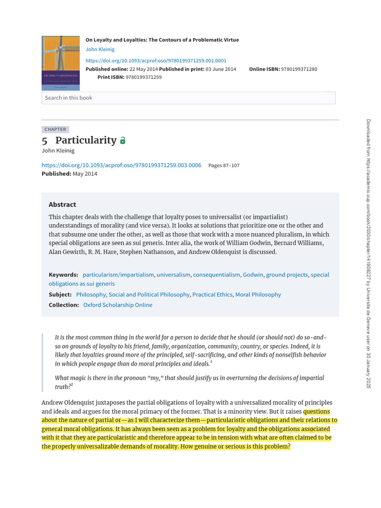Particularity | PDF | Utilitarianism | Loyalty
