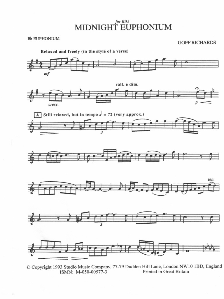 Goff Richards - Midnight Euphonium | PDF
