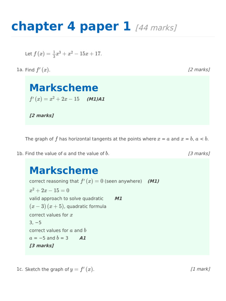 Chapter - 4 - Paper - 1 Markscheme | PDF | Geometry