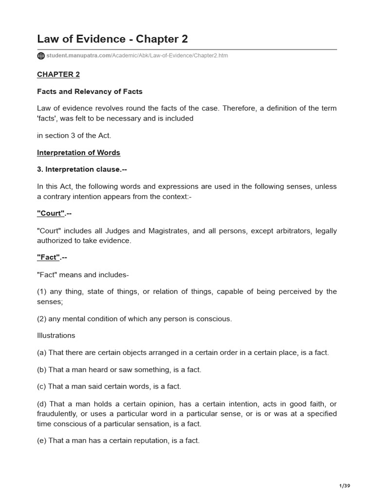 Facts and Relevancy in Evidence Law | PDF | Evidence (Law) | Hearsay