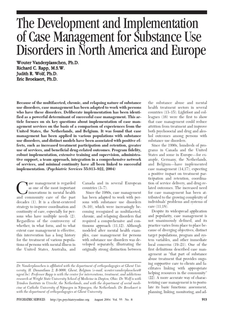 Case Management for Substance Use Disorders | PDF | Substance Abuse ...
