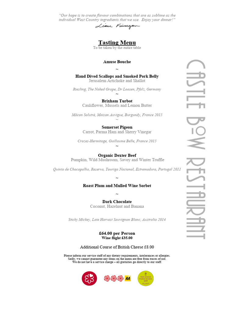 Gourmet Tasting Menu Experience | PDF