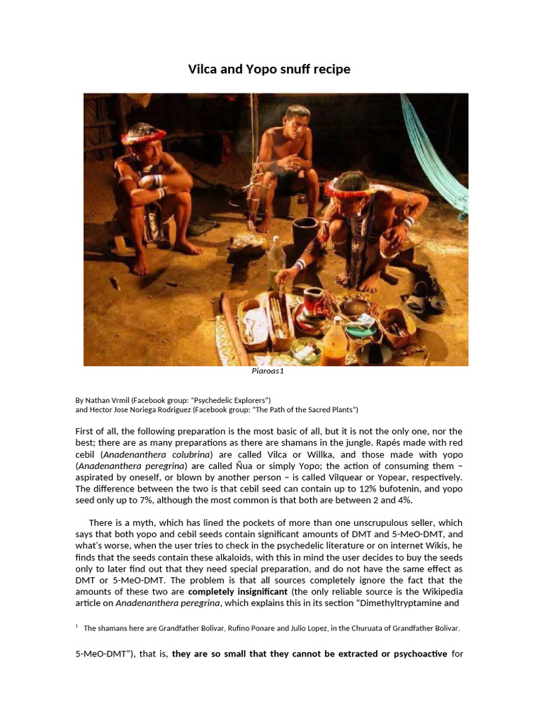 Recipe For Yopo and Vilca PDF | PDF