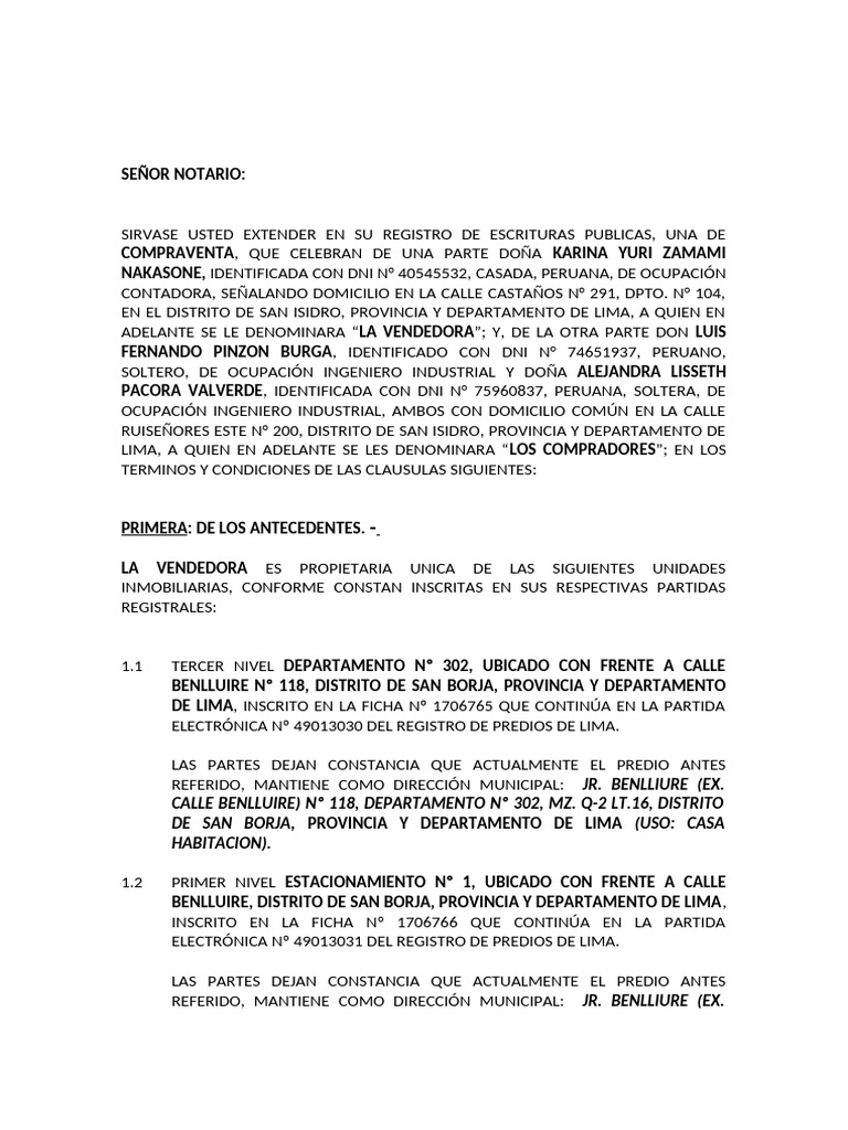 MINUTA CV - Fernando Pinzon - Final | PDF | Ley común | Derecho Civil (Common Law)