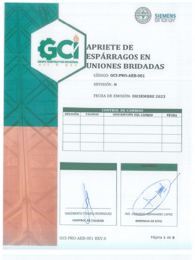 Apriete de Esparragos en Uniones Bridadas | PDF