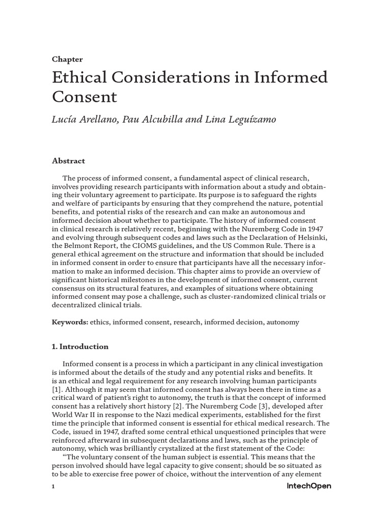 Ethical Considerations in Informed Consent 120935 | PDF | Informed Consent | Clinical Trial