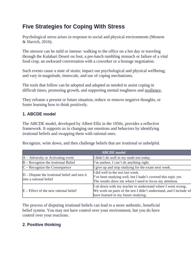 Five Strategies For Coping With Stress | PDF | Thought | Mental Image