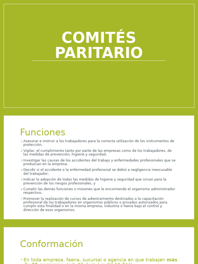 Funciones y Composición del Comité Paritario | PDF | Derecho laboral ...