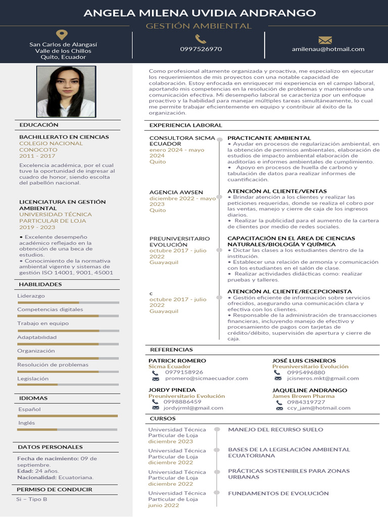 UVIDIA MILENA CV | PDF | Ecuador