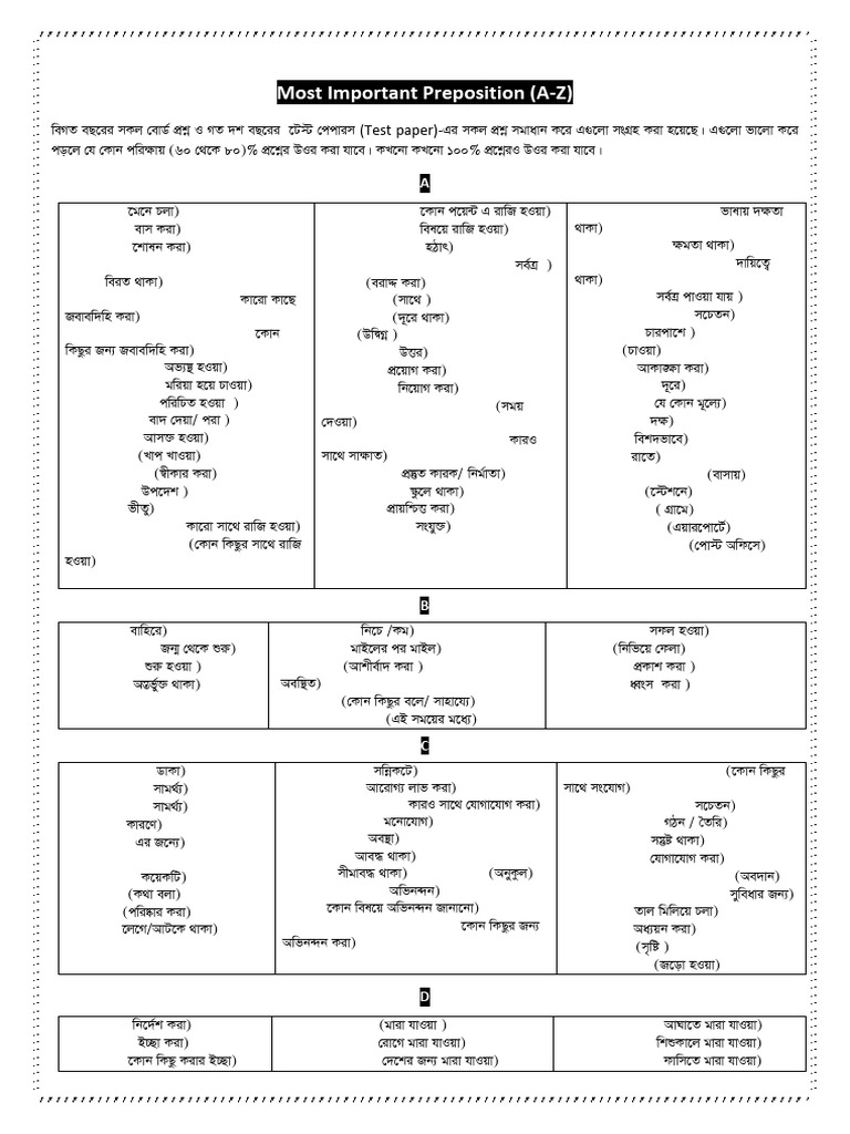 Preposition Final Sheet-2017 | PDF | Healthy Diet | Diet (Nutrition)