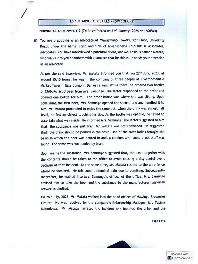 Ls 101 Advocacy Skills, Individual Assi | PDF