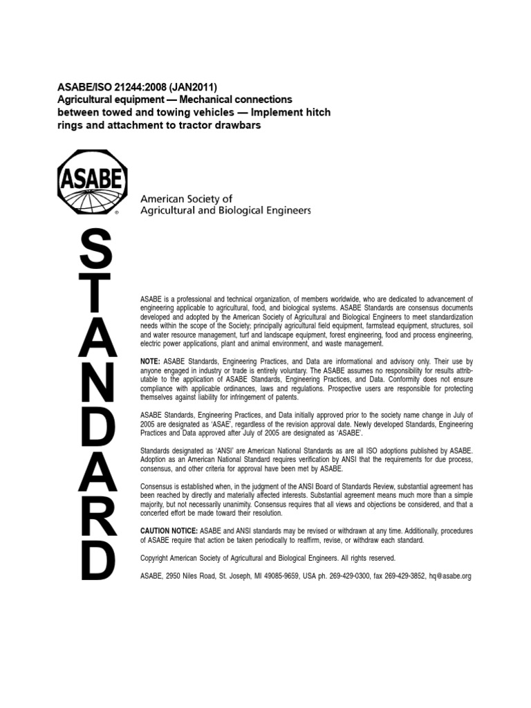 ASABE-ISO 21244-2008 JAN2011 (Hitch Rings) | PDF | Tractor | Trailer ...