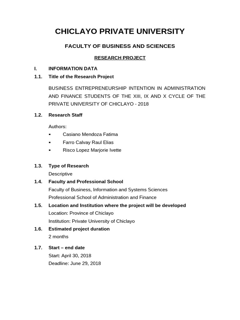 Research Project Entrepreneurship | PDF | Entrepreneurship | Cognition