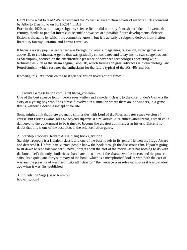 25 Science Fiction Books | PDF | Science Fiction