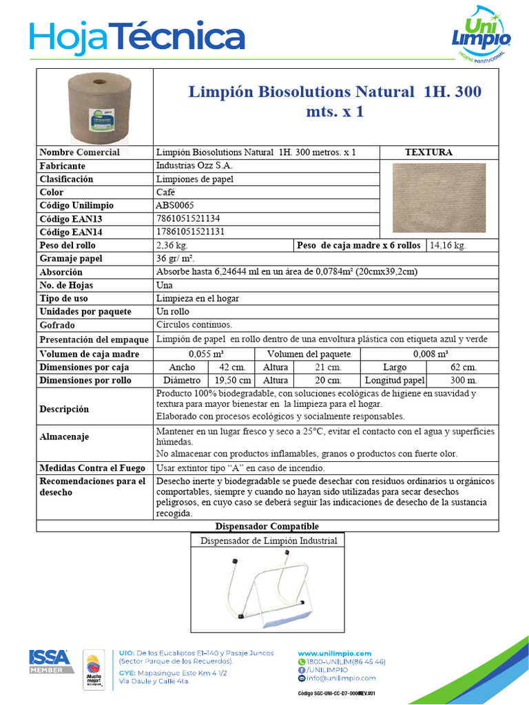 Ft. Abs0065 - Limpion Industrial 300M y 600M | PDF | Papel | Residuos