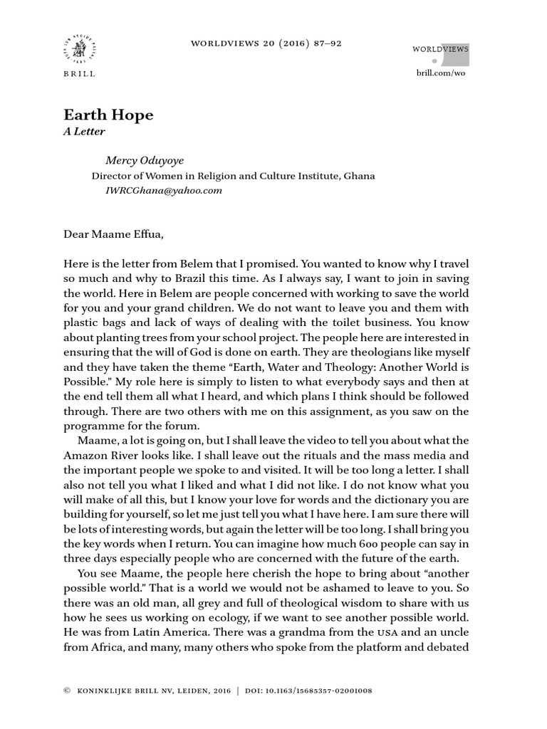 Earth Hope (Oduyoye, Mercy) (Z-Library) | PDF | Theology | Genesis ...
