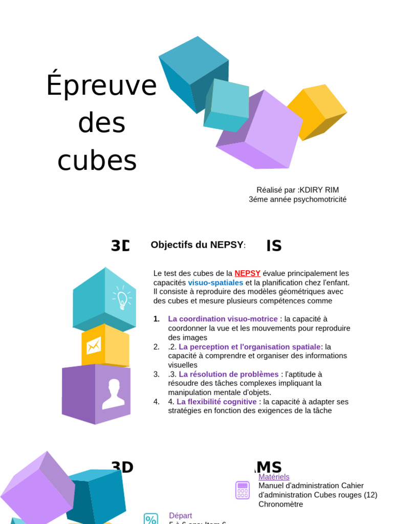 Épreuve des cubes NEPSY : Guide pratique | PDF | Cognition | Sciences ...