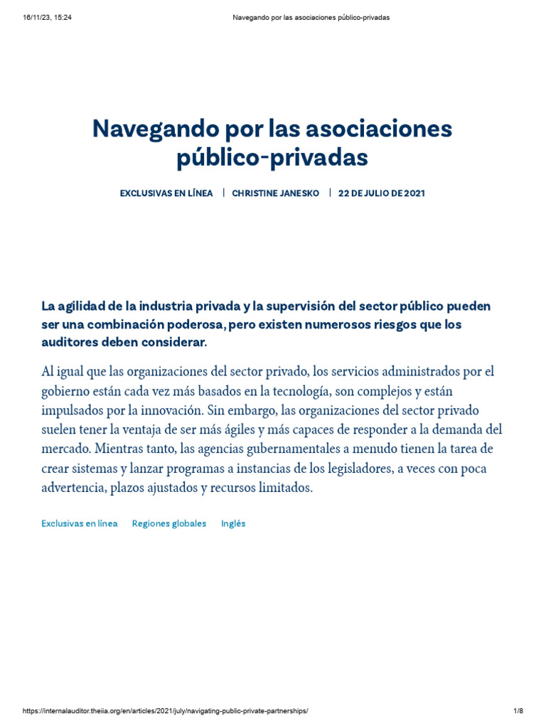 Doc Navegando por las asociaciones público-privadas | PDF ... Doc Navegando por las asociaciones público-privadas | PDF ...