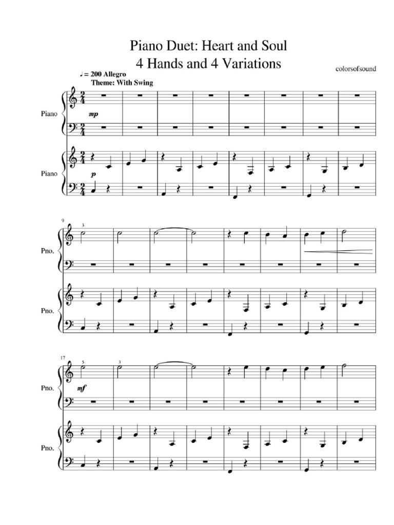 Heart & Soul (Four Hands) | PDF