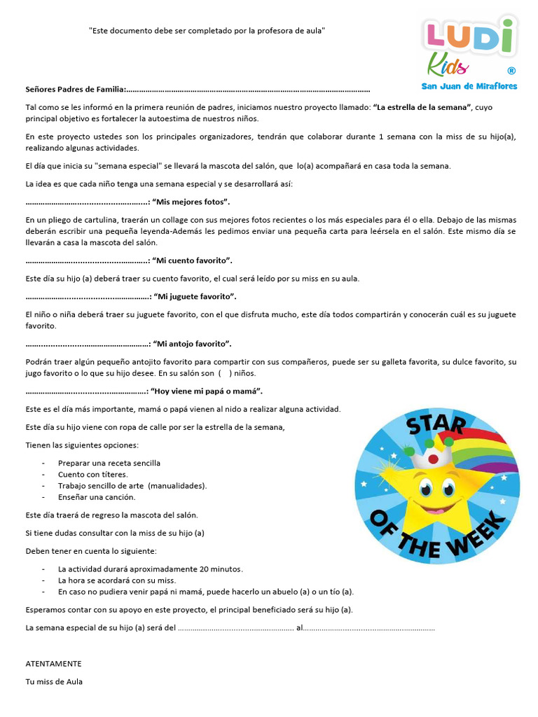 Estrella de La Semana Actividades para QR | PDF