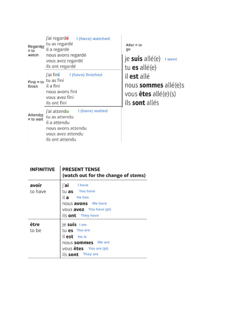 Frenchie Grammar Etre + Avoir | PDF