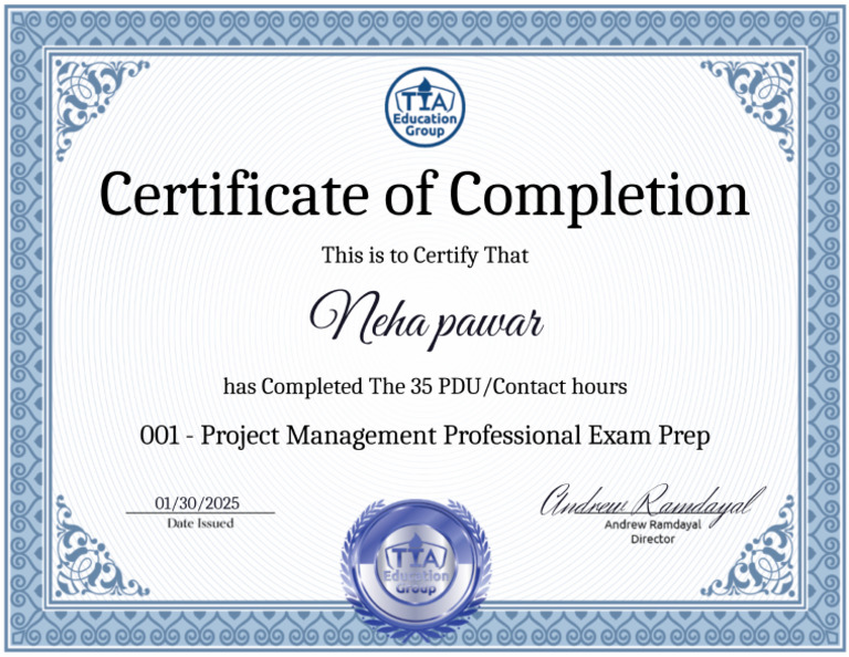 PMP Certificate | PDF