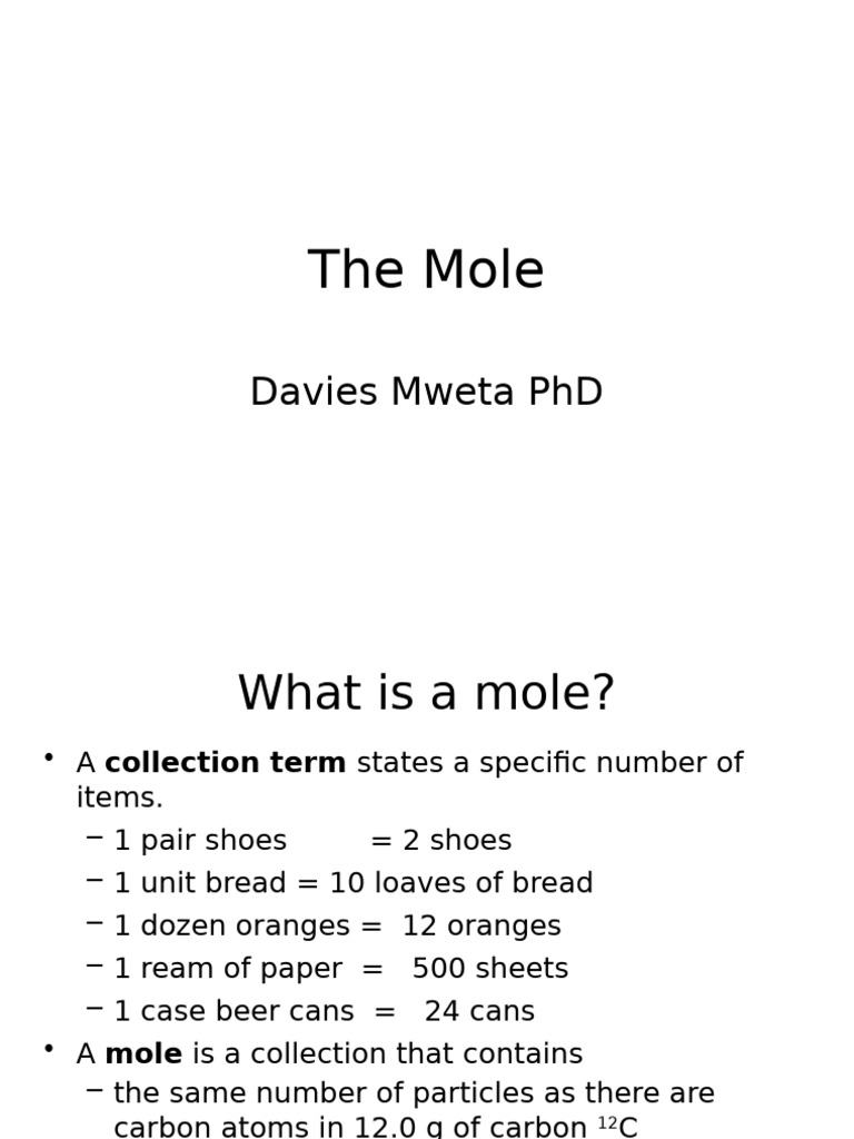 MUST Lecture 3-The Mole 2 | PDF | Mole (Unit) | Gases