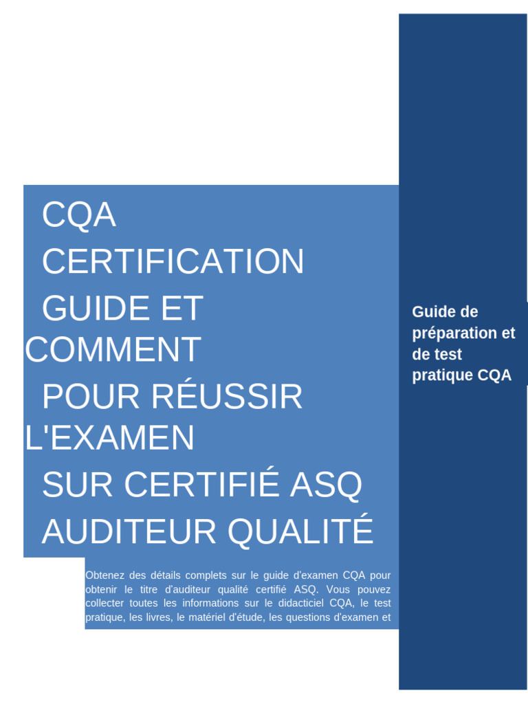 CQA Certification Guide Et Comment Réussir PDF | PDF | Audit | Six Sigma