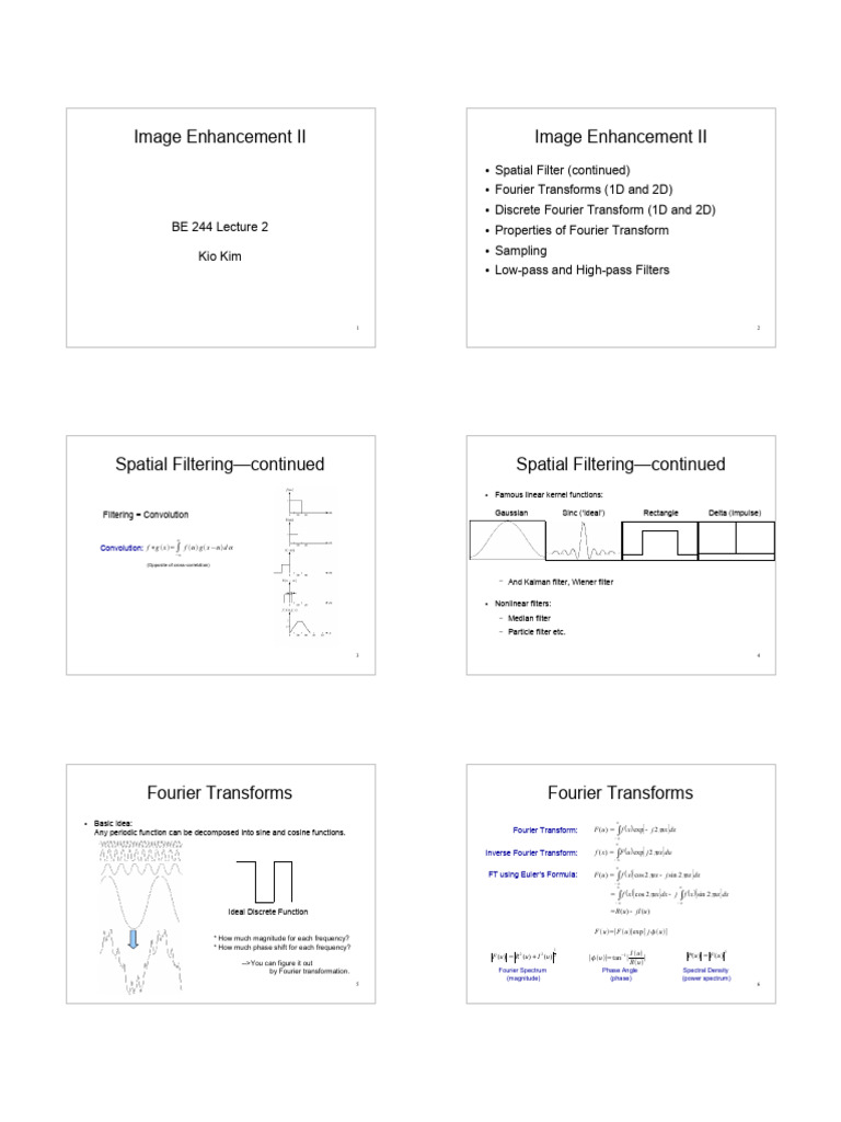 BE244 Image Enhancement Frequency Domain | PDF | Fourier Transform ...