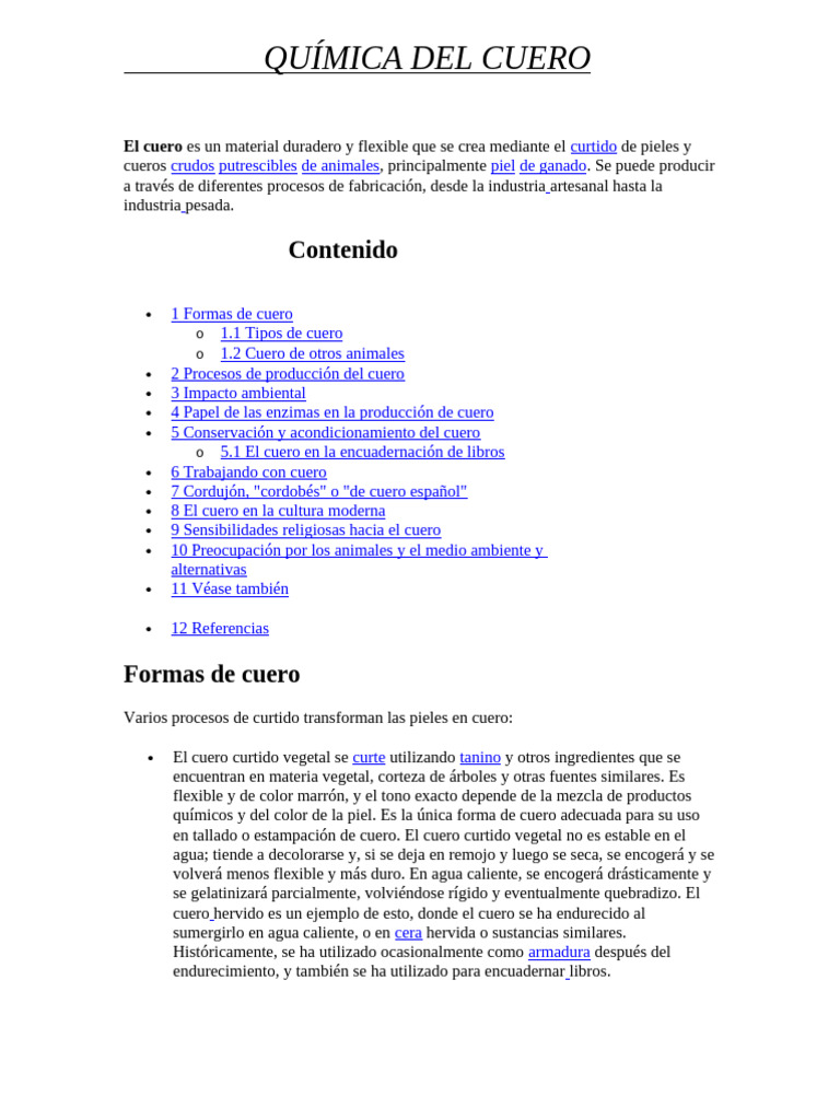 Química del cuero | PDF | Cuero