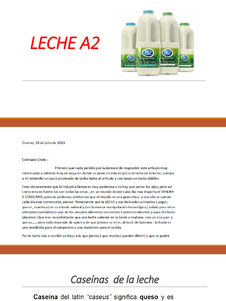 Leche A2 | PDF | Leche | Vacas