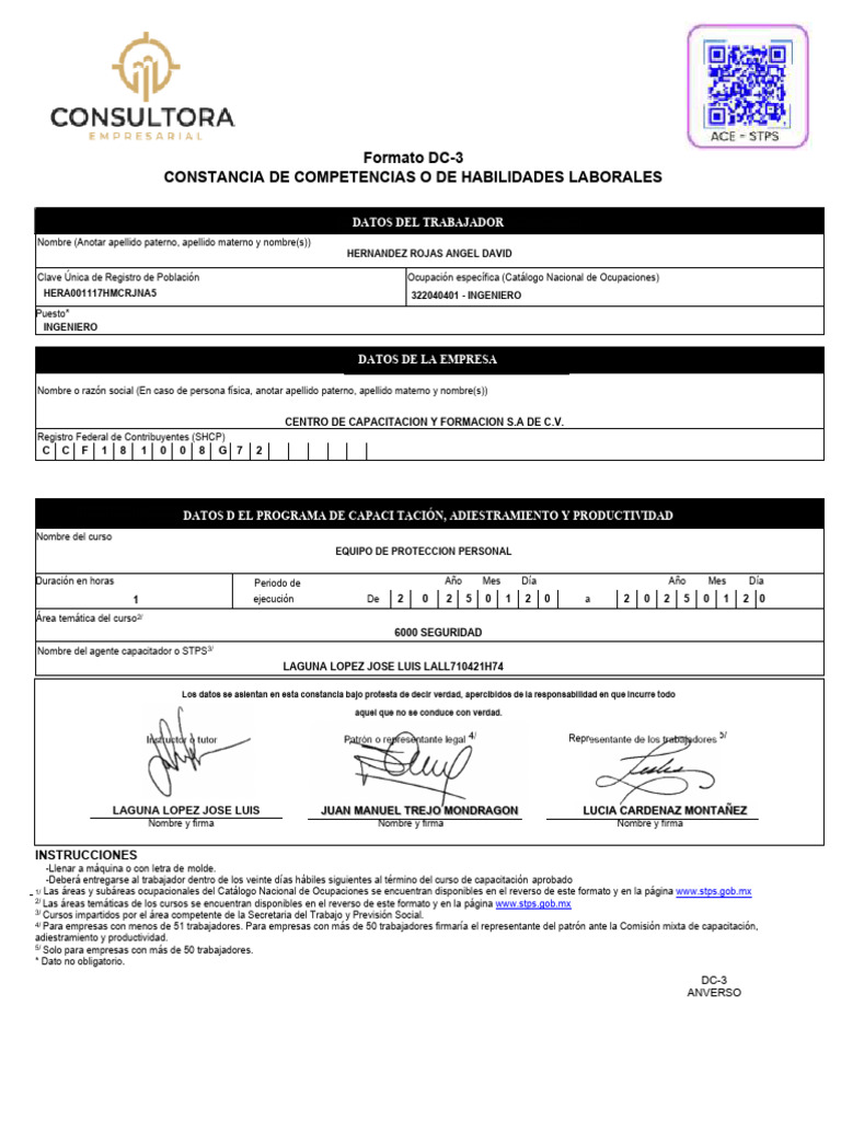 DC3 - Anverso ANGEL EPP | PDF