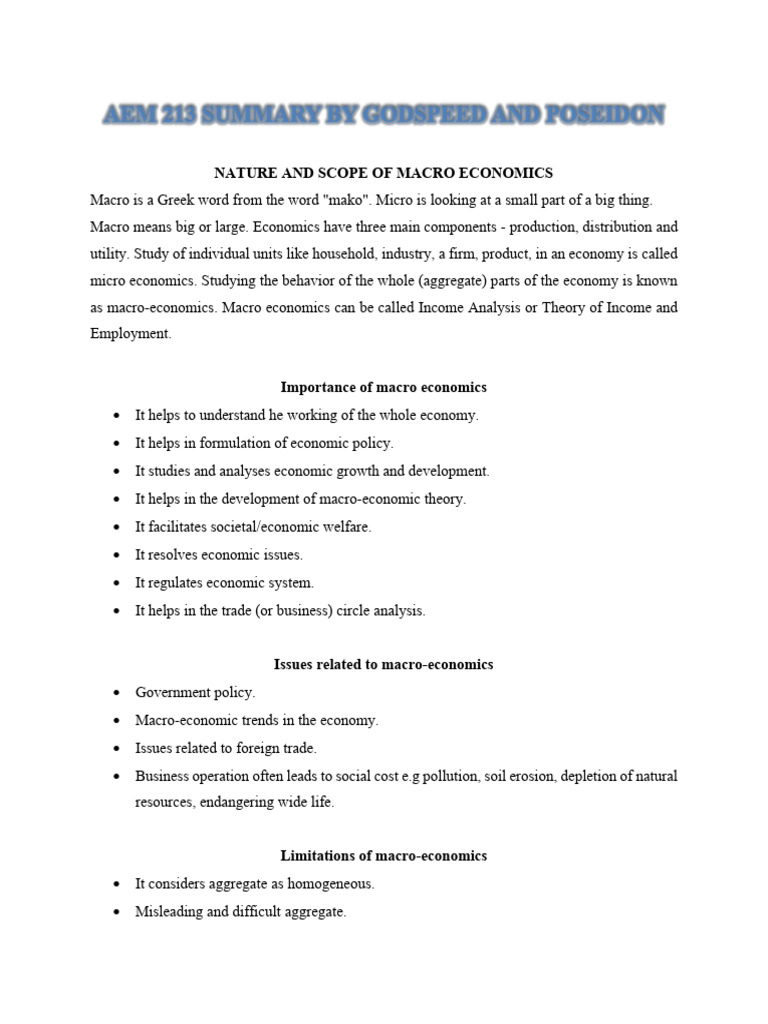 Aem 213 Summary by Godspeed and Poseidon | PDF | Cost Of Living | Economics