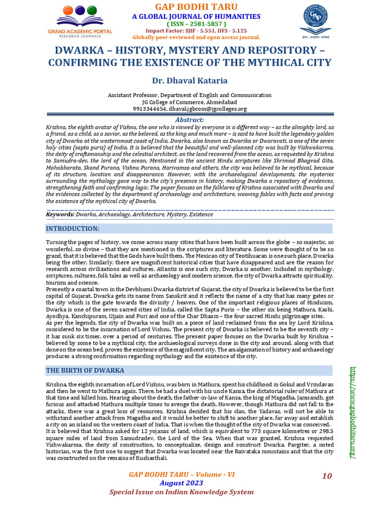 (10-13) Dwarka - History, Mystery and Repository - Confirming The Existence of The Mythical City ...