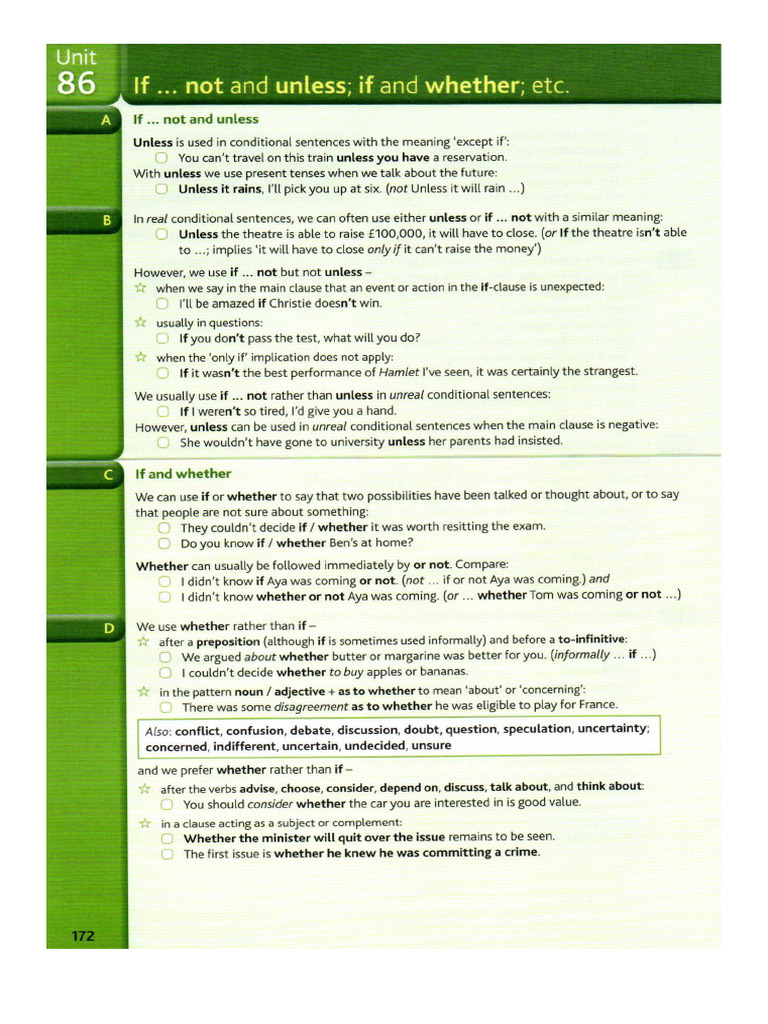 Hewings - Unit 86 - If ... Not and Unless - If and Whether | PDF