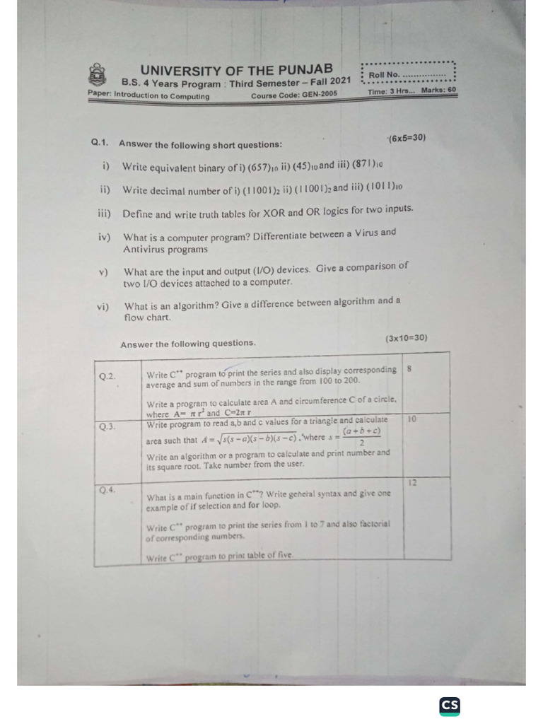 Computer Solved Pp(Fall 2021) 1 | PDF