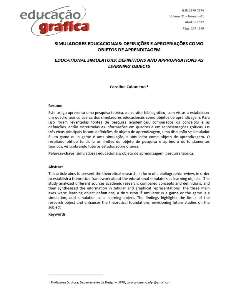 Simuladores Educacionais como Objetos de Aprendizagem | PDF | Aprendizado | Videogames