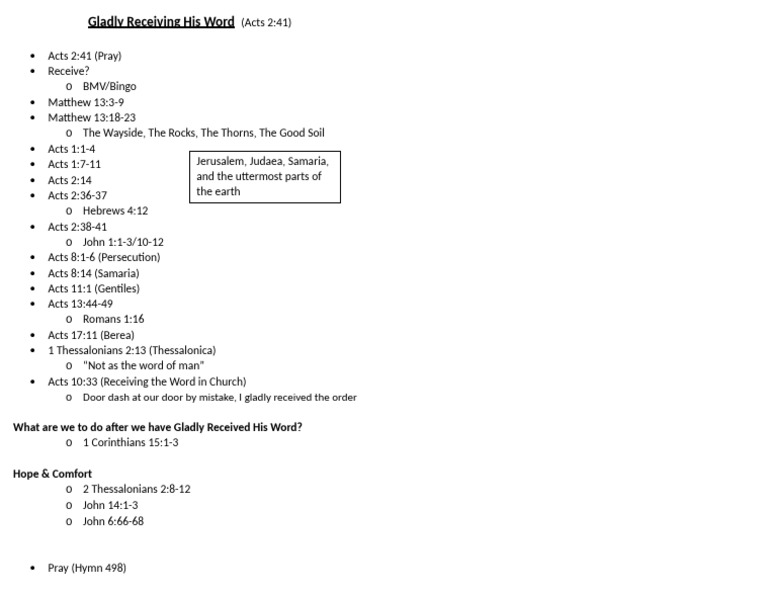Gladly Receiving His Word (Acts 2 v41) | PDF
