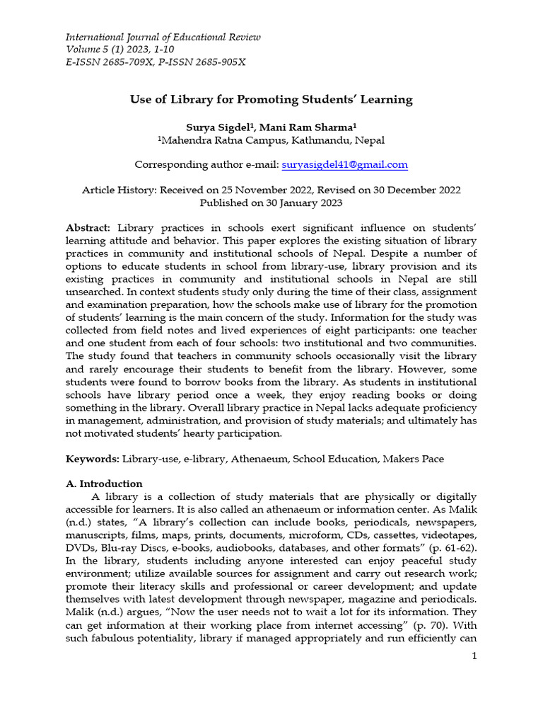 Enhancing Student Learning Through Libraries | PDF | Libraries | Educational Technology