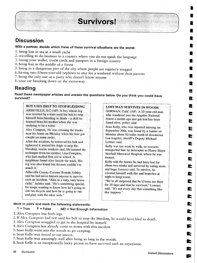 Survivors! - Instant Discussions (1) - 74-75 | PDF